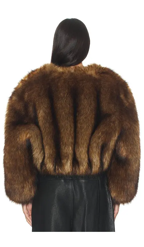 Alexander Wang Faux Fur Cropped Jacket - Chestnut