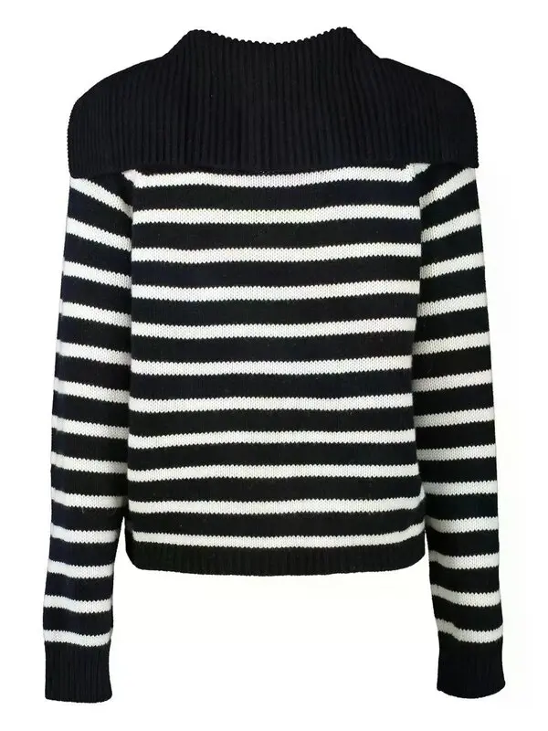 ALLUDE Striped Buttoned Cardigan