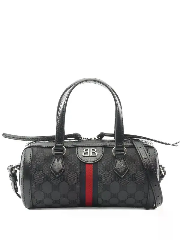 Balenciaga 10s X Gucci Canvas Leather Shoulder Bag - Black