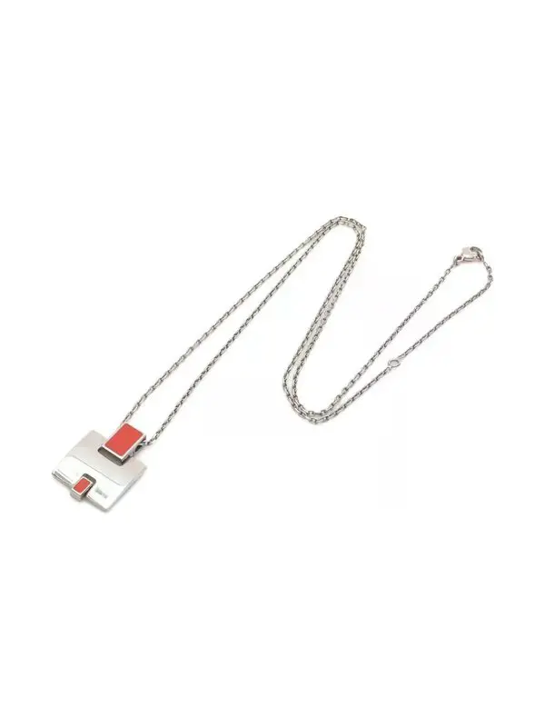 Hermès 2010s Eileen Square Pendant Necklace - Silver