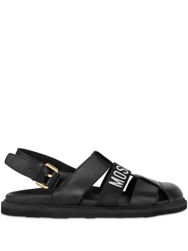 Moschino Leather Sandals With Logo Detail