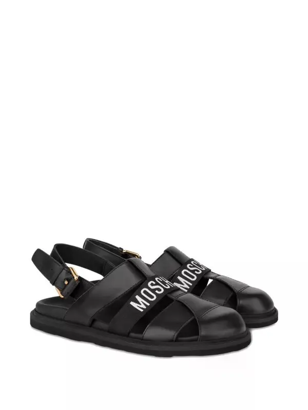Moschino Leather Sandals With Logo Detail