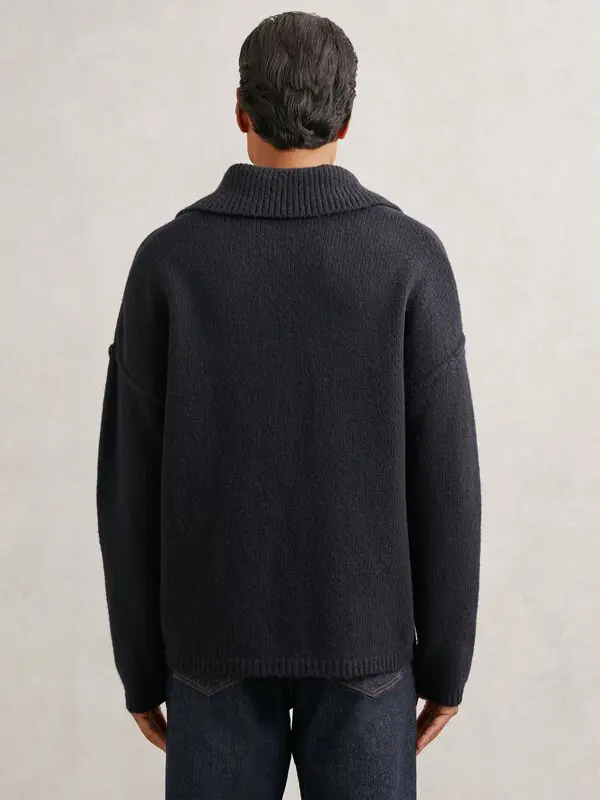 REISS Wool-blend Open-collar Jumper
