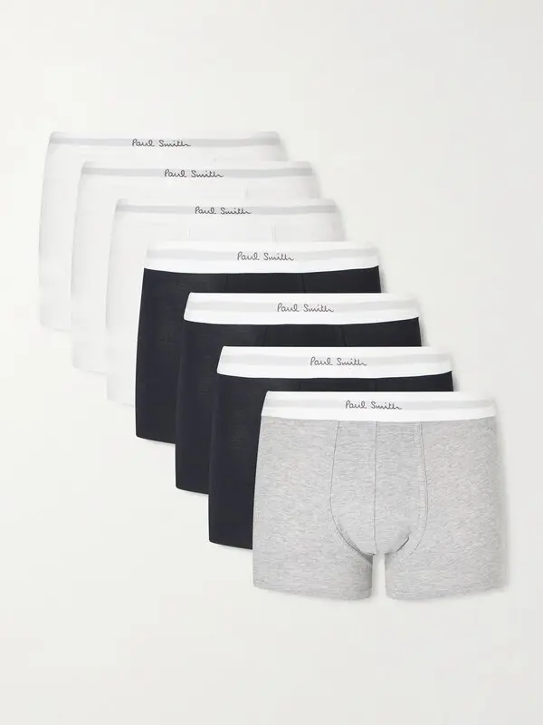 Paul Smith Set Of Seven Organic Cotton-blend Jersey Boxer Briefs - Multi