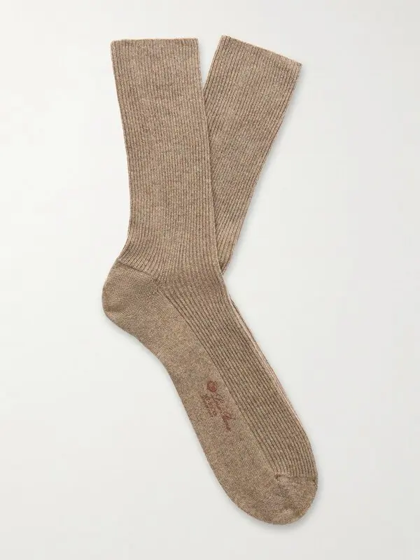 Loro Piana Ribbed Cashmere-blend Socks - Brown