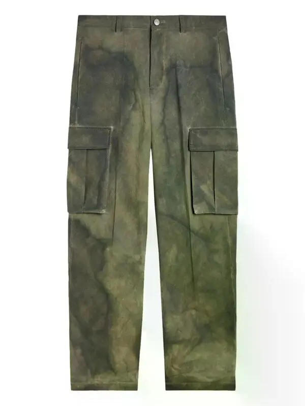 COLE BUXTON Washed-effect Cargo Trousers - Green