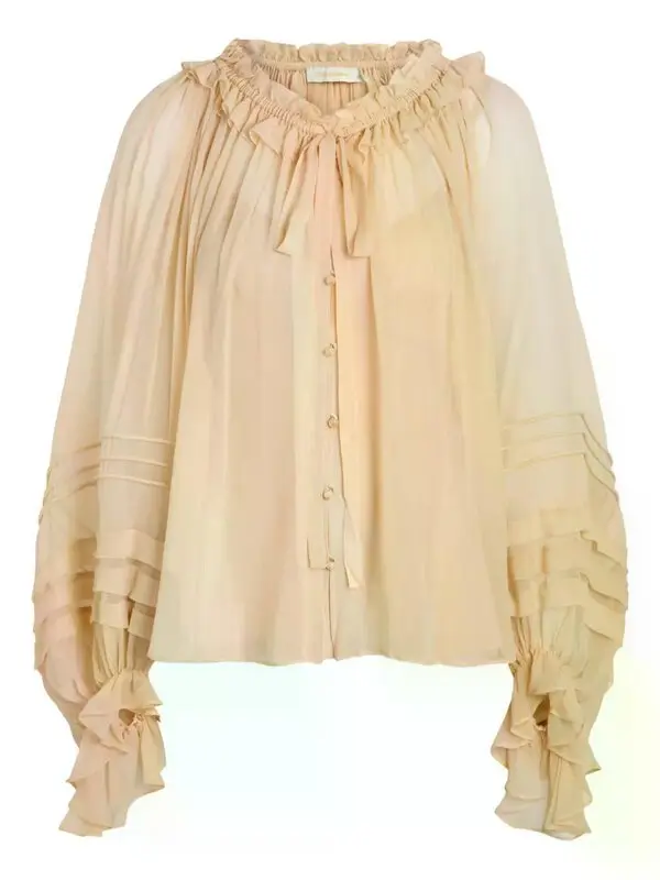 Zimmermann Rebellion Corded Ruffled Blouse - Neutrals