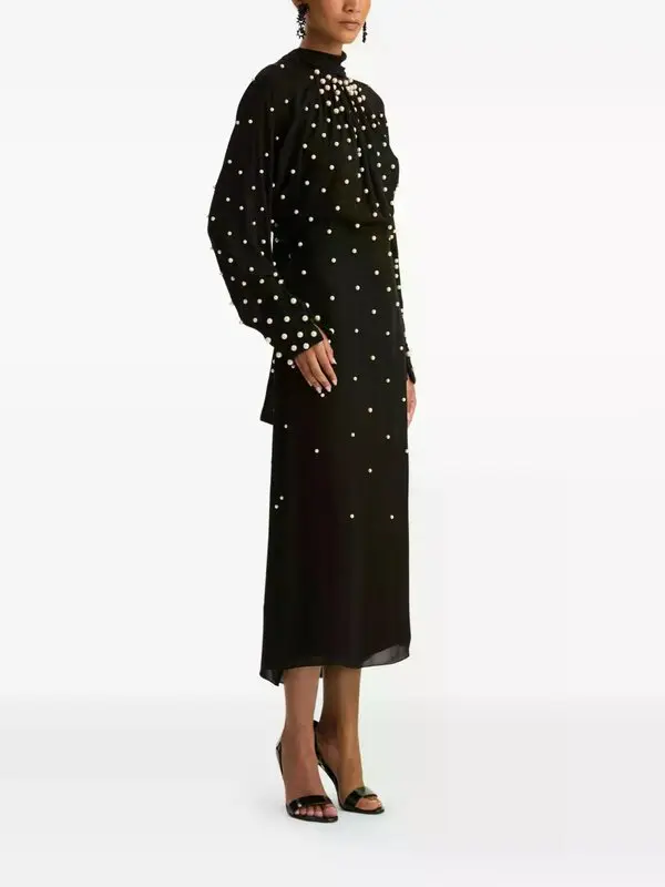 Oscar De La Renta Pearl-embellished Georgette Midi Dress