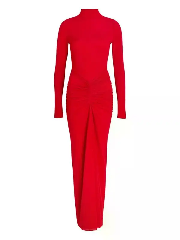 Ronny Kobo Scorpio Ruched Turtleneck Maxi Dress