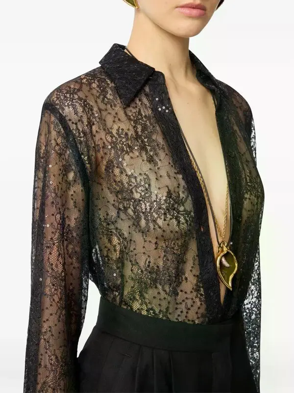 Nina Ricci Sequin-embellished Bell-cuffs Shirt