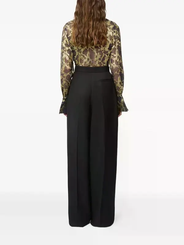 Nina Ricci Marble-motif Bell-cuffs Shirt - Black