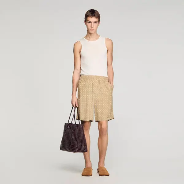 Sandro Chain Link Print Flowy Shorts - Lime