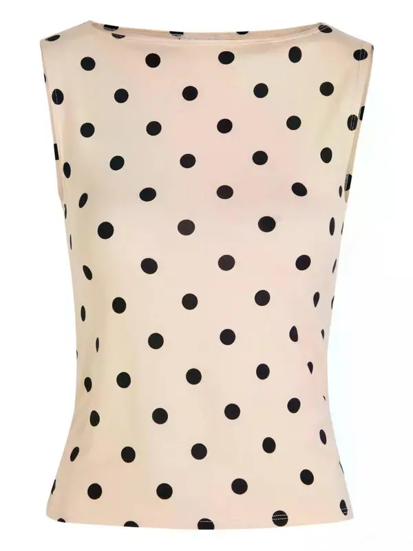 REFORMATION Polka Dot Boat-neck Top