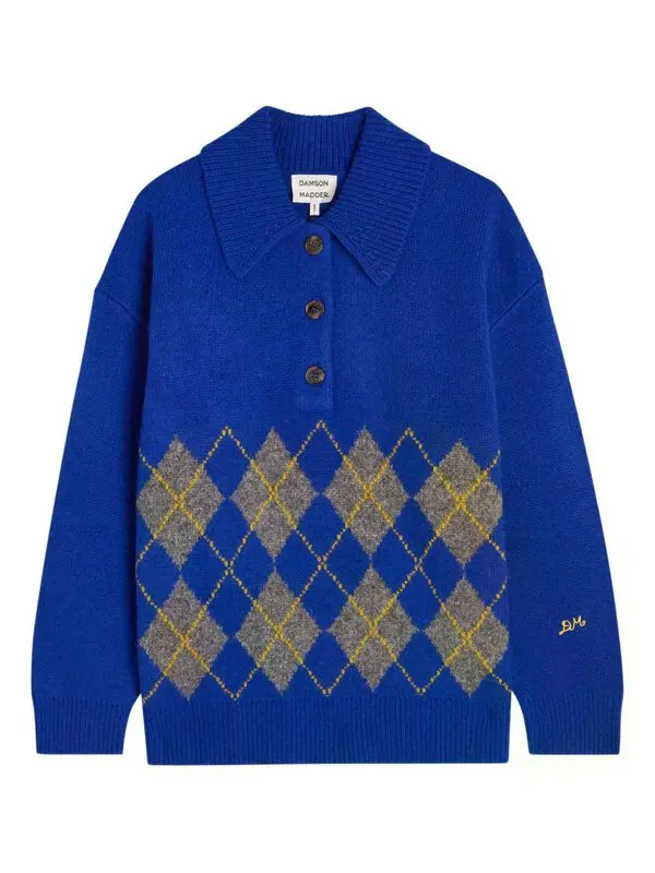 DAMSON MADDER Half-button Sweater - Blue