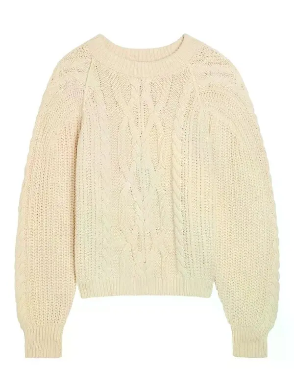 Free People Frankie Cable Knit Sweater - Neutrals