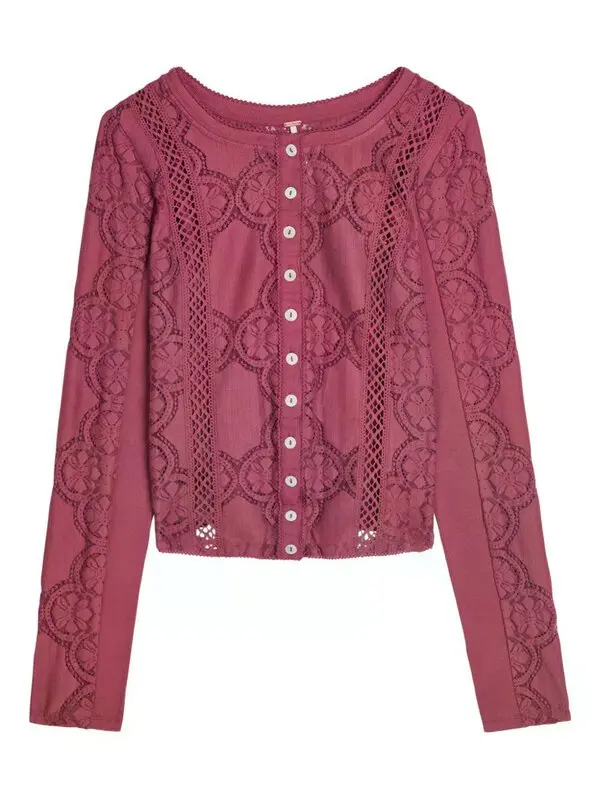 Free People Floral-lace Button-up Cardigan