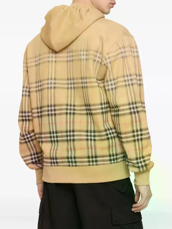 Burberry Gradient Check Cotton Zip Hoodie - Neutrals