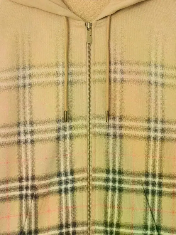 Burberry Gradient Check Cotton Zip Hoodie - Neutrals