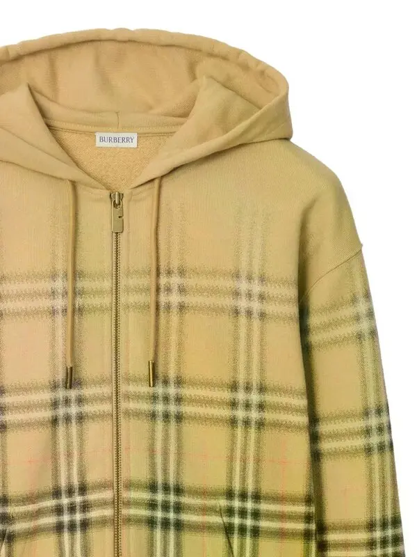 Burberry Gradient Check Cotton Zip Hoodie - Neutrals