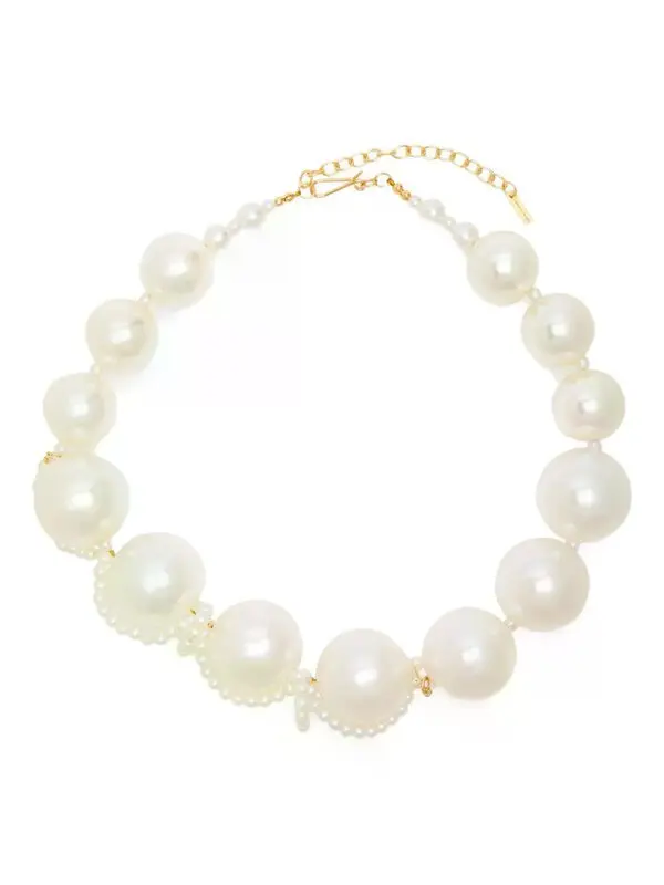 Completedworks The Arcs Of The Moon Faux-pearl Beaded Necklace - Gold