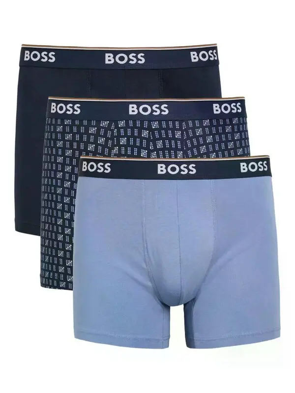 BOSS Logo-detail Patterned Boxers Set - Blue