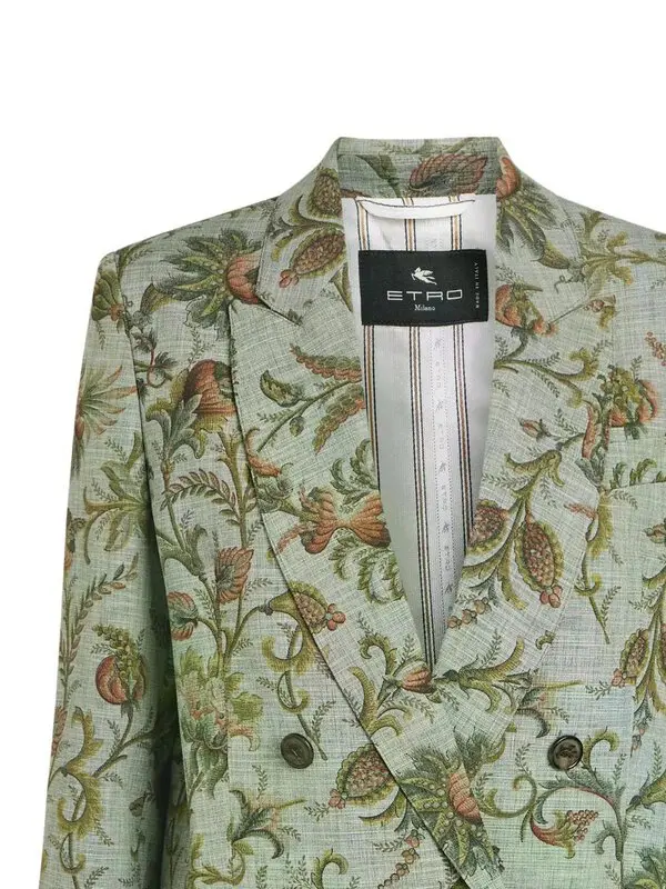 Etro Floral Print Double-breasted Jacket - Green