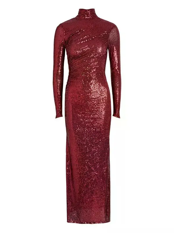 NEEDLE & THREAD Malia Sequin Turtleneck Midi Dress