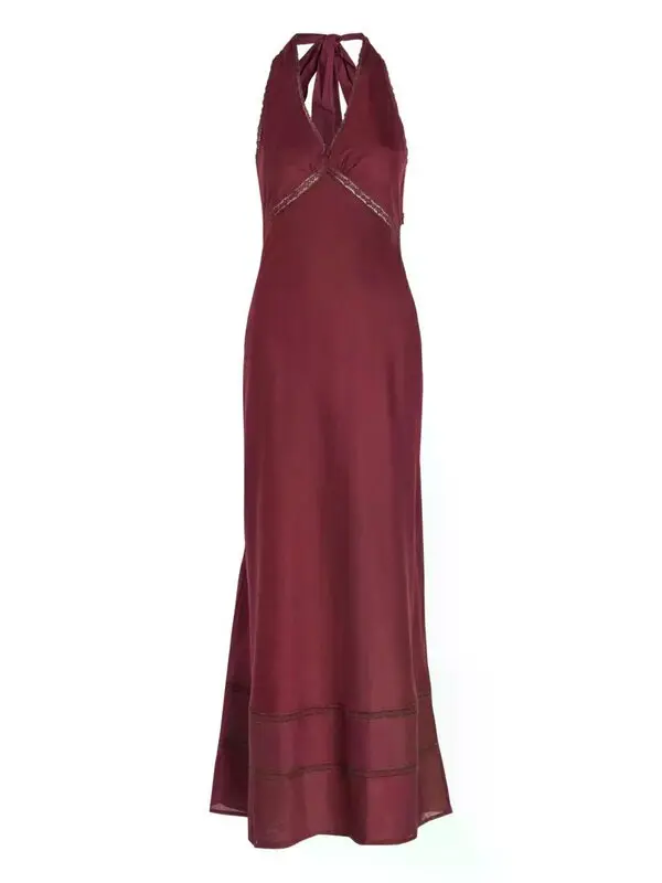 Faithfull The Brand Halterneck Lace-detail Maxi Dress - Red