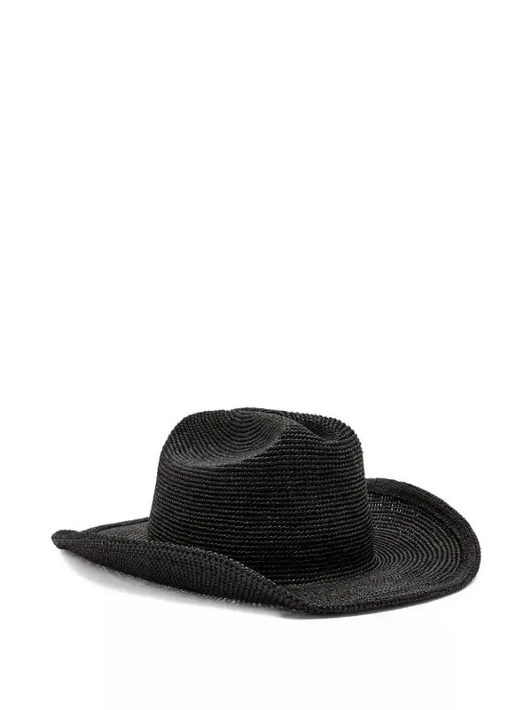 Lack Of Color Raffia Cowboy Sun Hat - Black