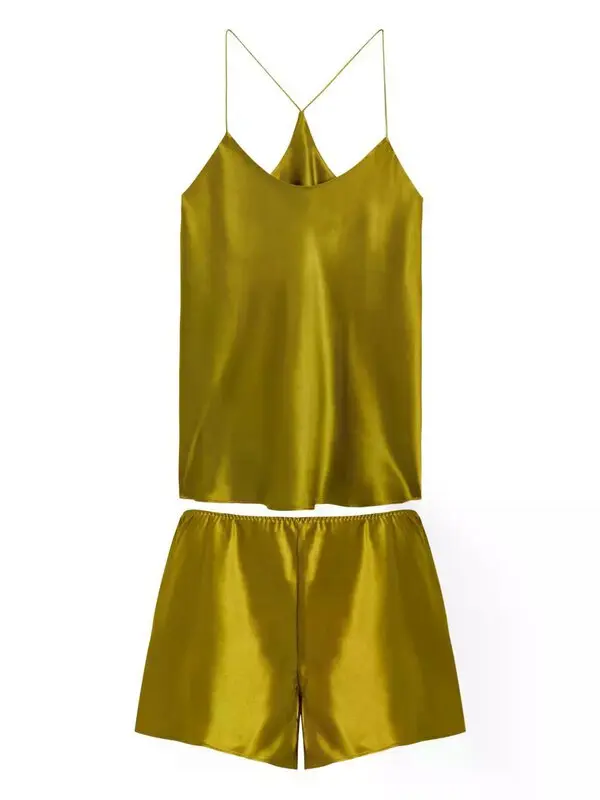 Olivia Von Halle Bella Satin Silk Pyjama Set - Yellow