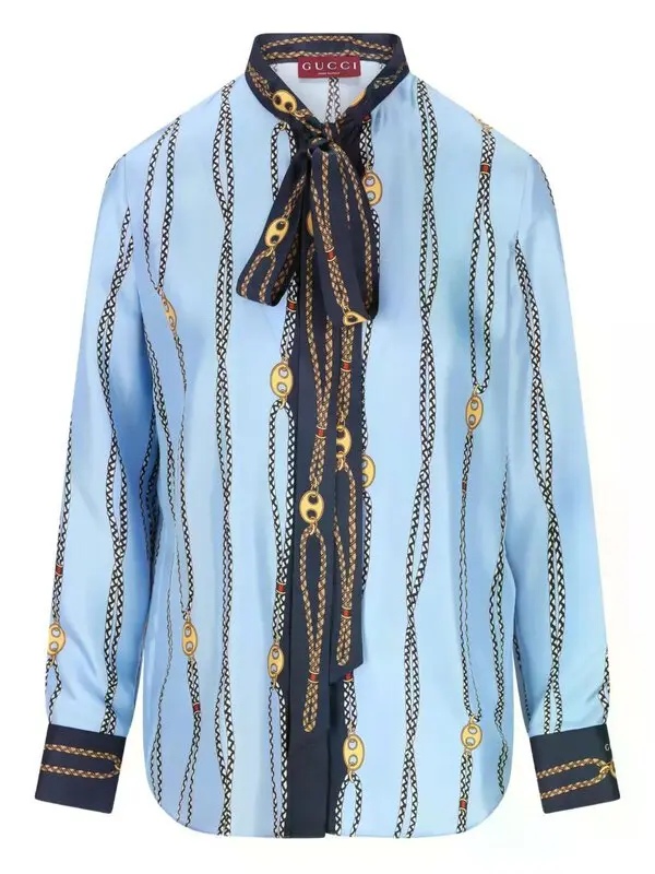 Gucci Chain-print Shirt - Blue