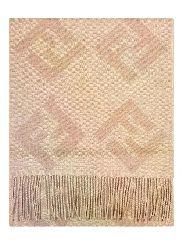 Fendi Diagonal Macro Ff Fringed Scarf - Neutrals