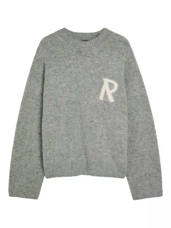 REPRESENT Letter Appliqué Crew-neck Sweater - Grey