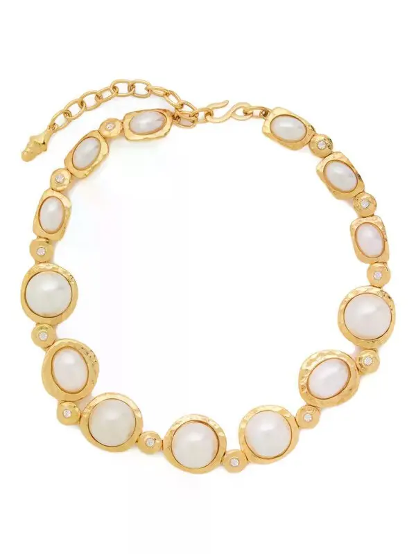 KENNETH JAY LANE Faux-pearl Embellished Necklace - Gold