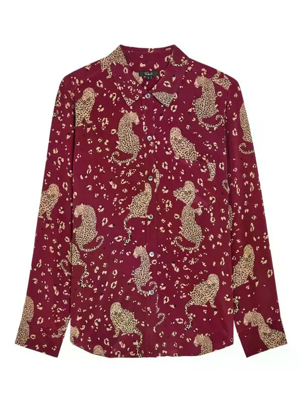 Rails Leopard-print Button Shirt - Red