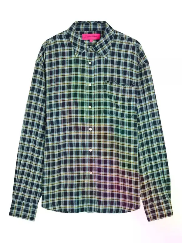 THE ELDER STATESMAN Dune Frayed-trim Checked Shirt