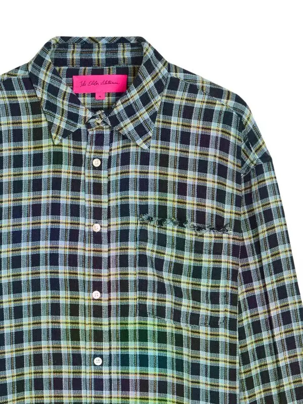 THE ELDER STATESMAN Dune Frayed-trim Checked Shirt