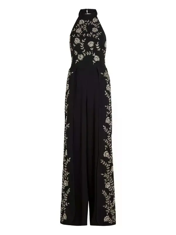 Alice + Olivia Floral-embroidered Jumpsuit - Black