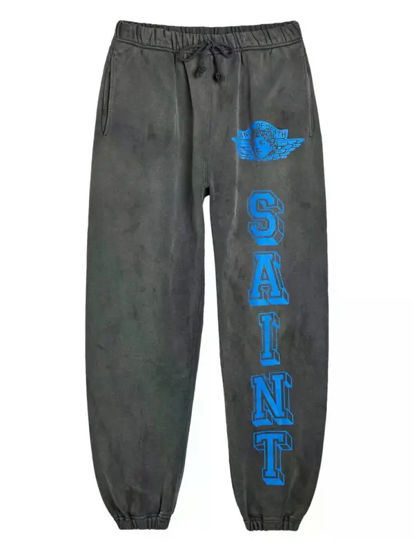 SAINT MXXXXXX Drawstring Graphic-print Track Pants - Black