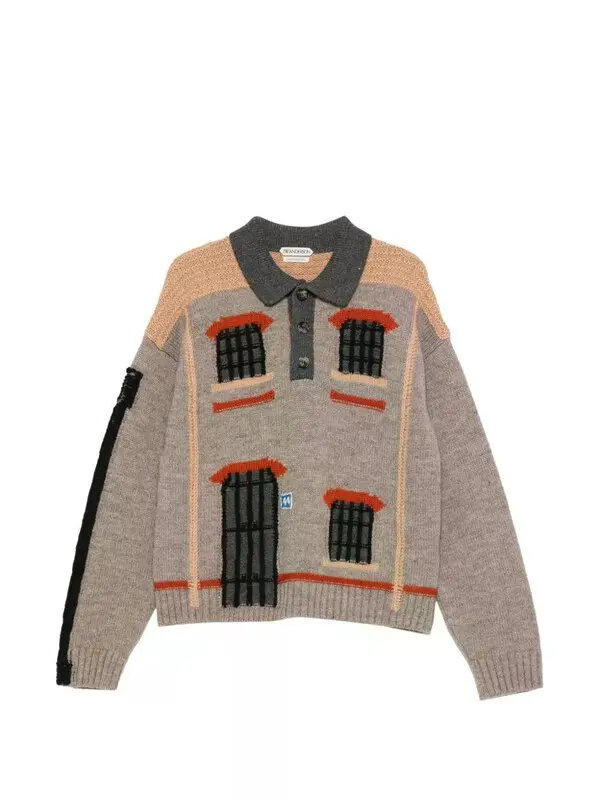 JW Anderson Applique Collared Knitwear - Neutrals