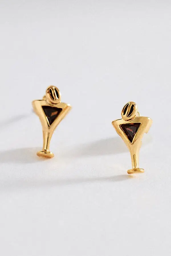Anthropologie Icon Stud Earrings - Espresso Martini