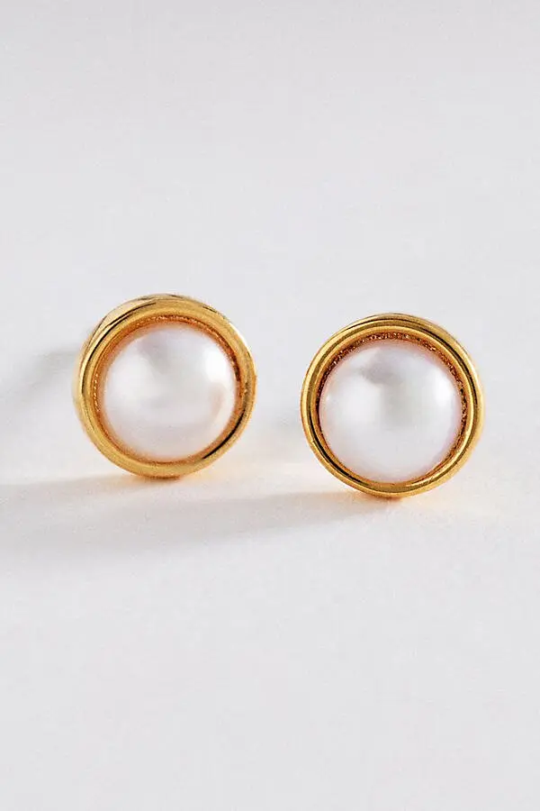 Anthropologie Icon Stud Earrings - Pearl
