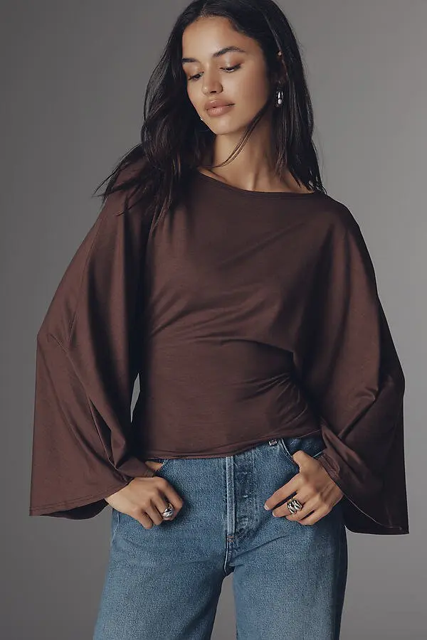 REFORMATION Knit Tie-back Top - Brown