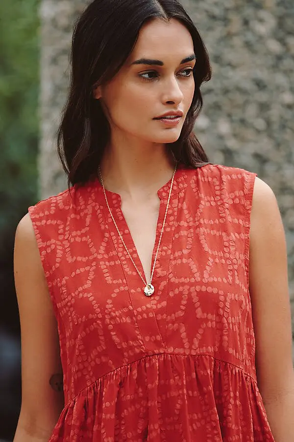 flowy red midi dress HACCHIC COUTURE LIMA RED V-NECK PRINCESS MIDI DRESS