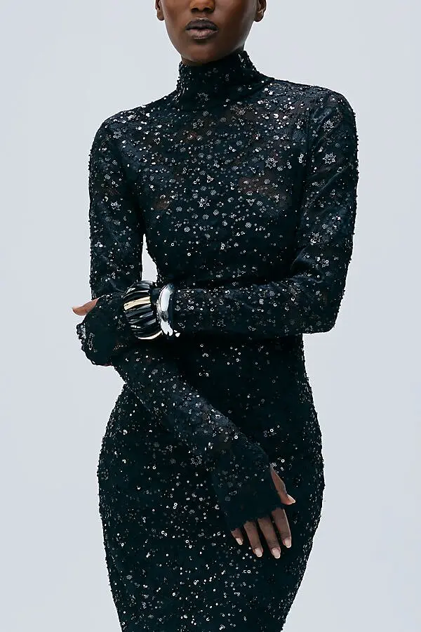 AFRM Shailene Maxi Dress - Black Pattern