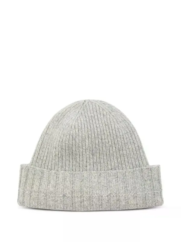 John Smedley Elkea Ribbed Beanie - Grey