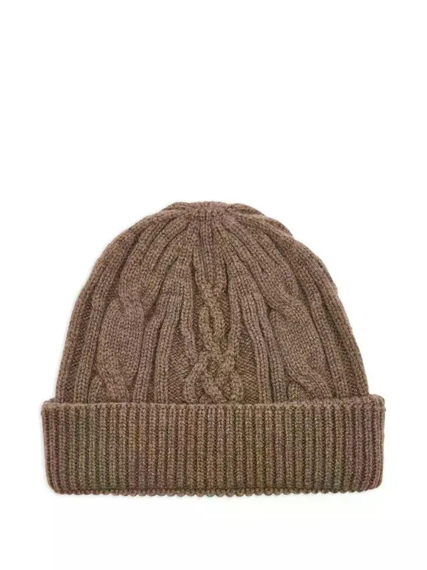 John Smedley Cable-knit Beanie - Brown
