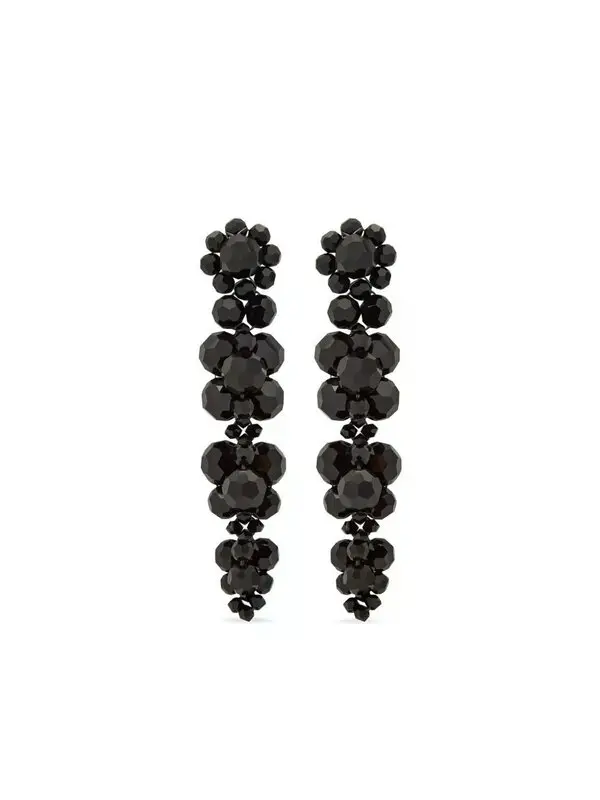 Simone Rocha Beaded Flower Drop Earrings - Black