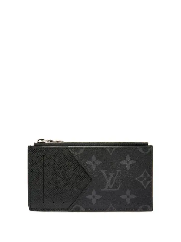 LOUIS VUITTON 2021-2025 Monogram Eclipse Taigarama Card Holder Coin Pouch - Black