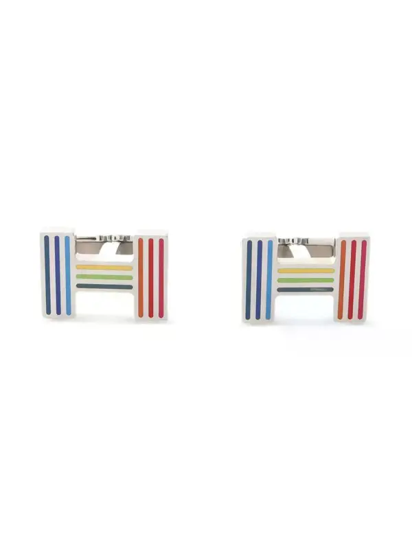 Hermès 10s Quiz Rainbow Cufflink - Silver